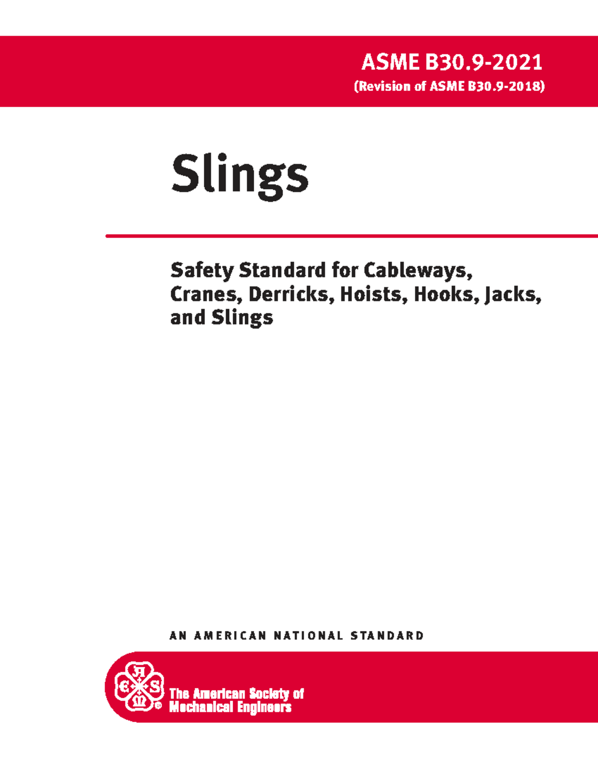ASME B30.9 - Safety Standards for Slings: Revision Overview - Studocu