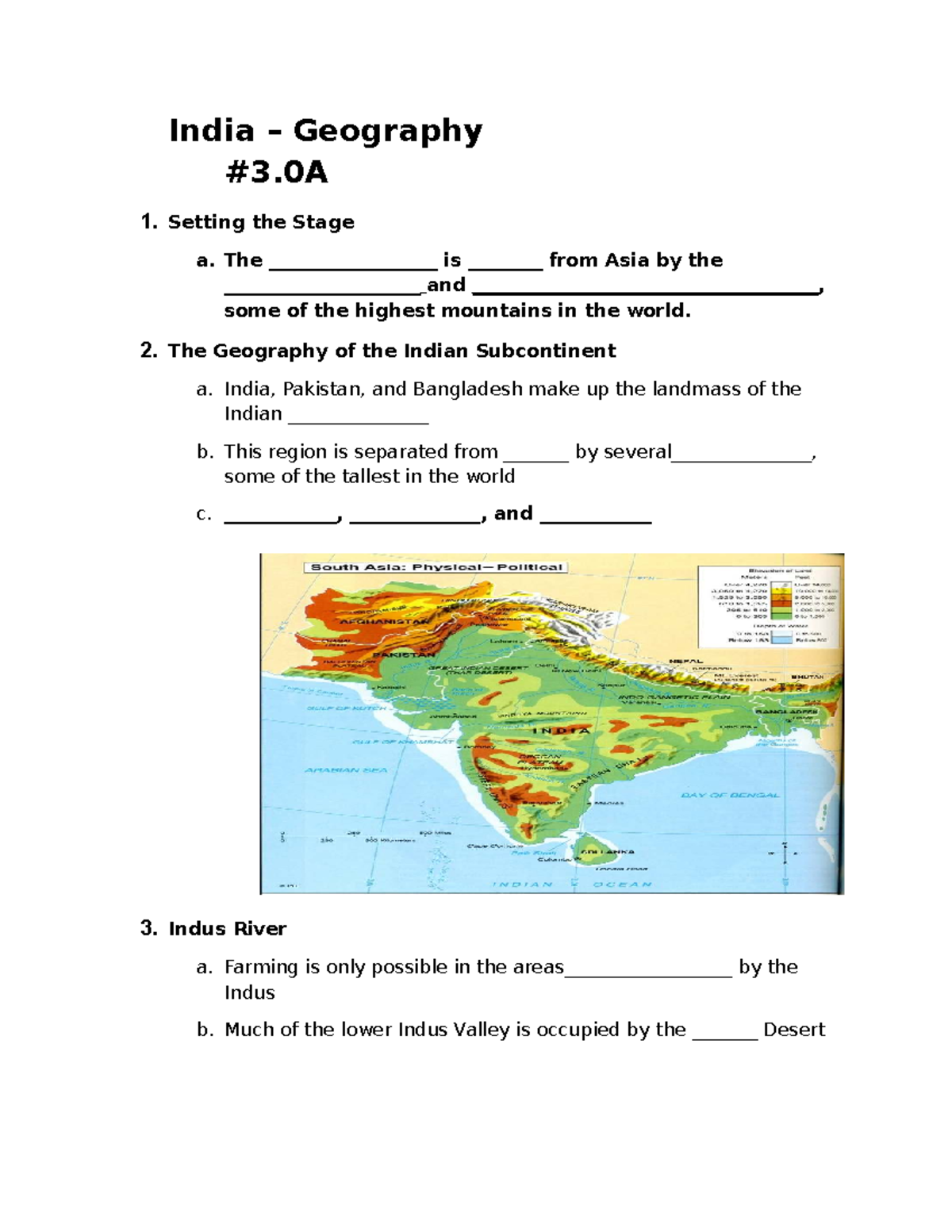 #3.0A - Overview of India's Geography and Landforms - Studocu