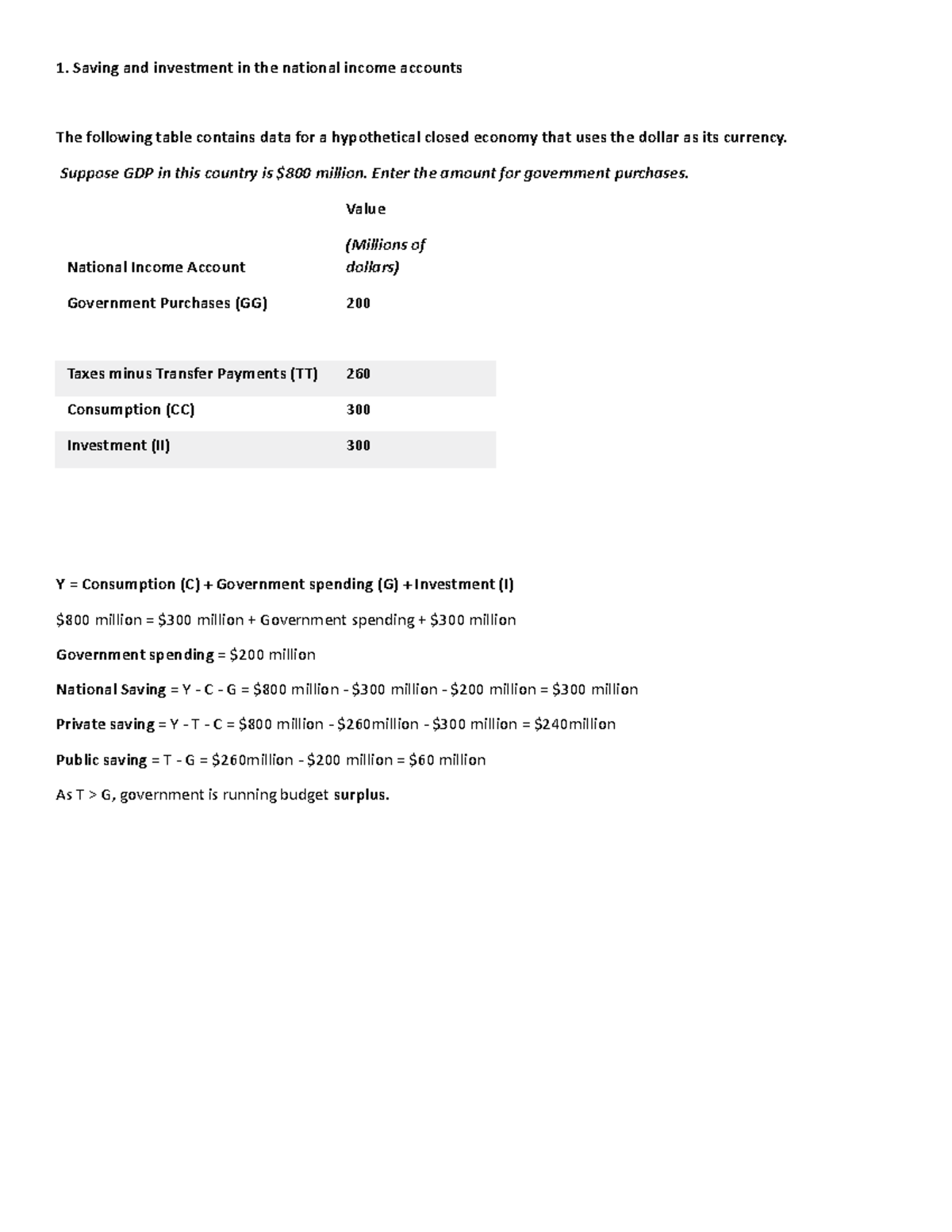 Final Exam Study Notes: Saving & Investment in National Income Accounts ...