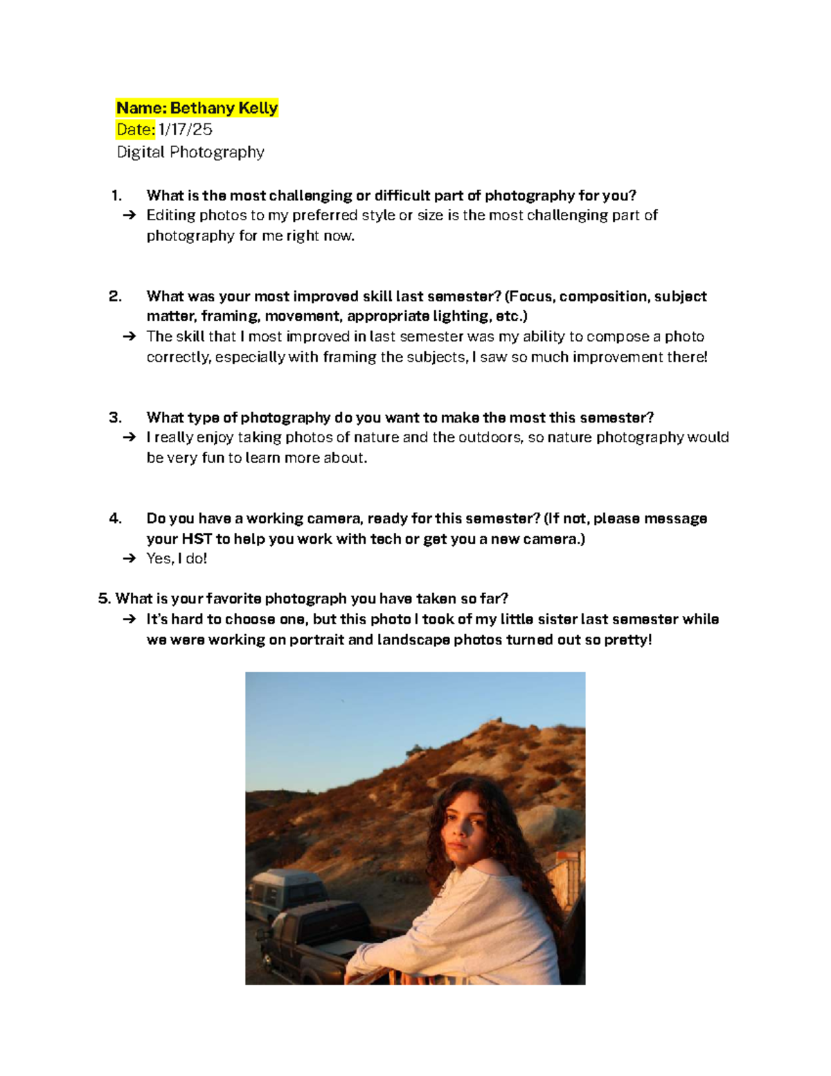 Digital Photography 101: Week 1 In-Class Activity Responses - Studocu