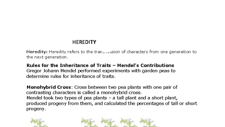 Heredity and Evolution Notes (BIO 101) - Studocu