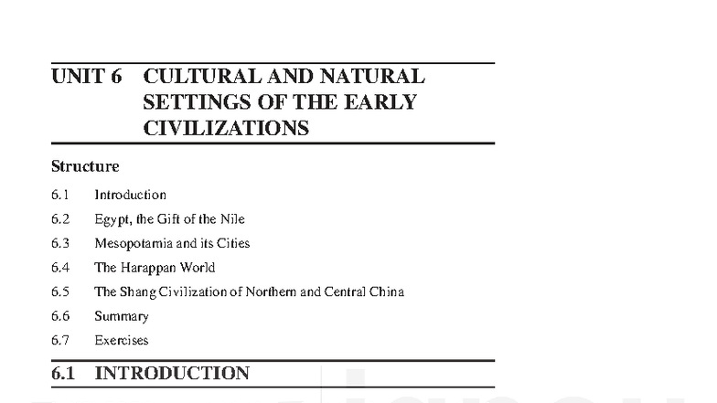 Cultural and Natural Settings of Early Civilizations (Unit 6) - Studocu