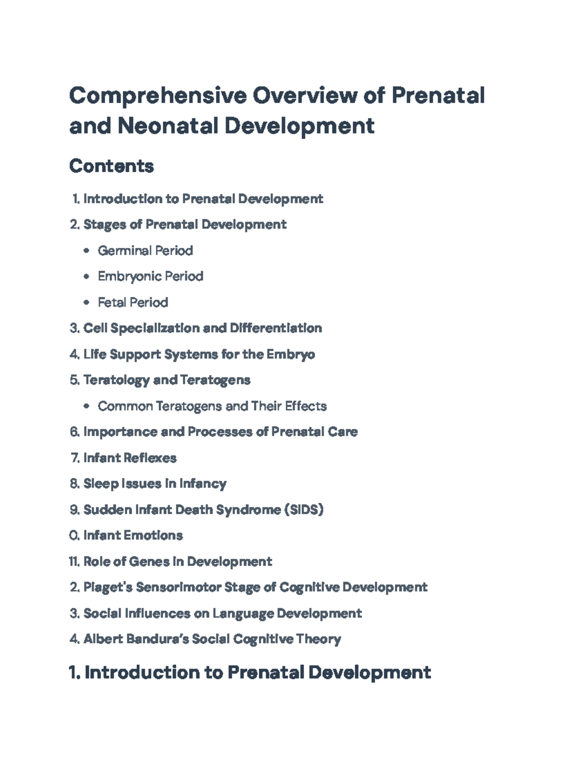 Comprehensive Guide to Prenatal and Neonatal Development (Course Code ...