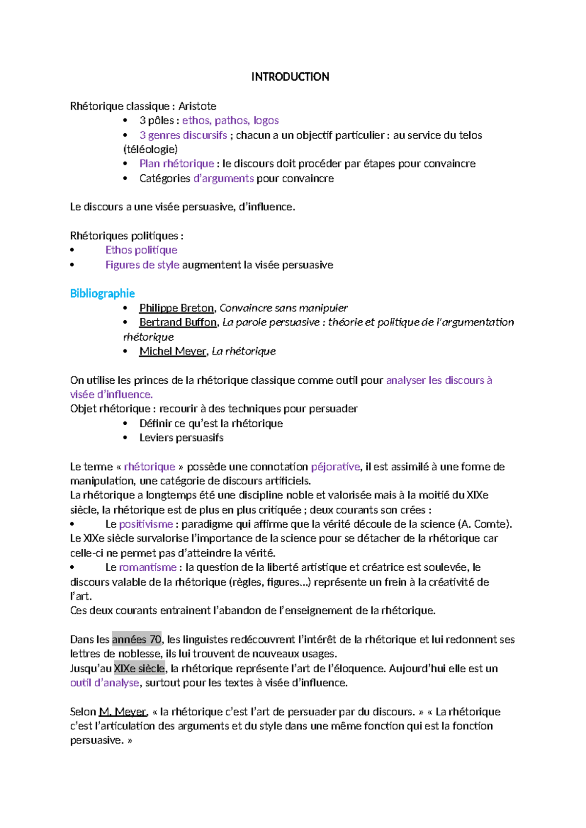 Analyse des discours rhétoriques en cours universitaires (COURS RHÉTO ...
