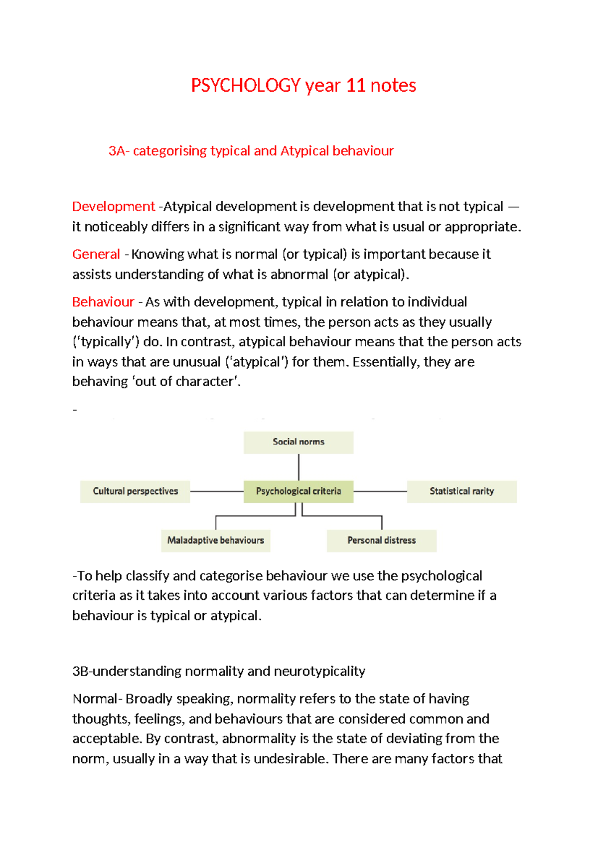 Psychology Year 11 Notes: Typical vs. Atypical Behaviour Explained ...