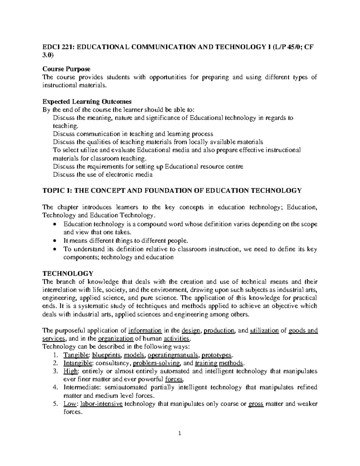 EDCI 221 Final Exam Review: Educational Communication & Technology I ...