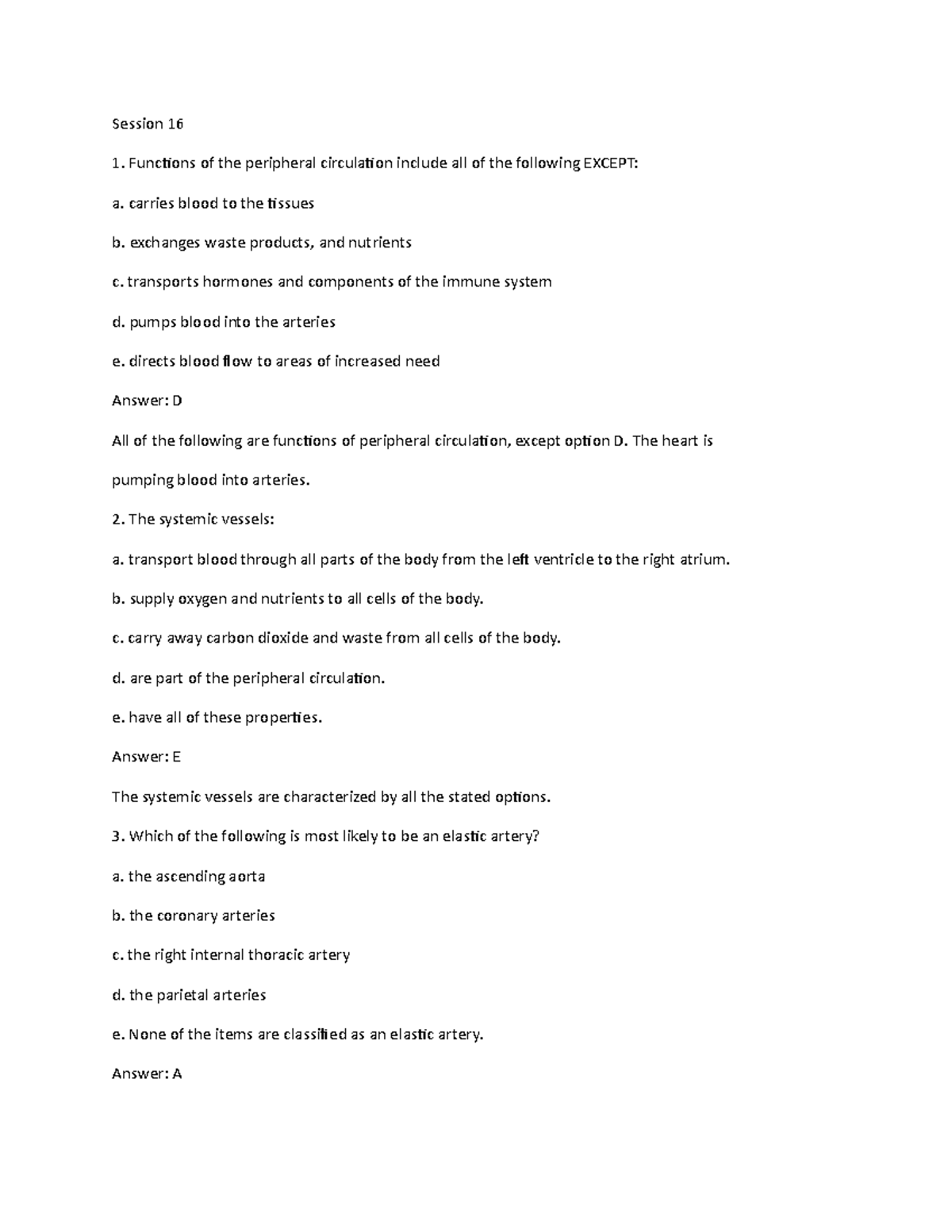 Anaphy LEC 16: Peripheral Circulation & Vascular Functions Overview ...