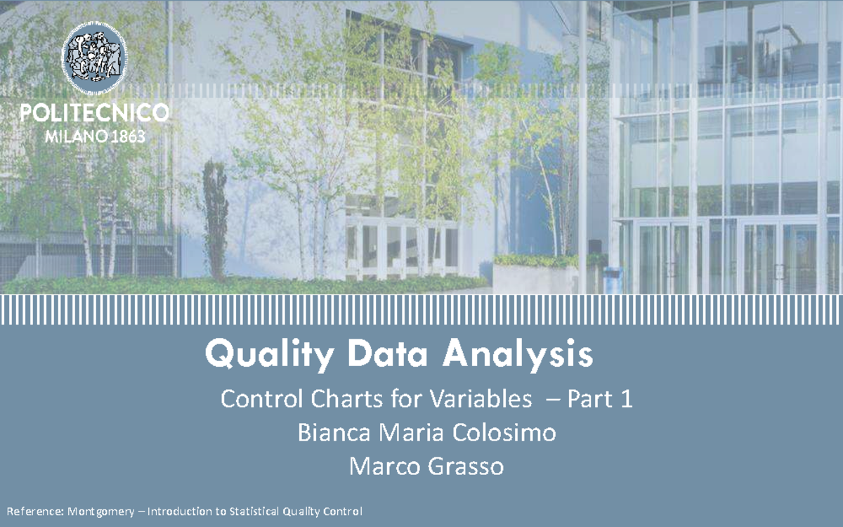 02 QDA SPC: Control Charts for Variables - Part 1 Analysis - Studocu