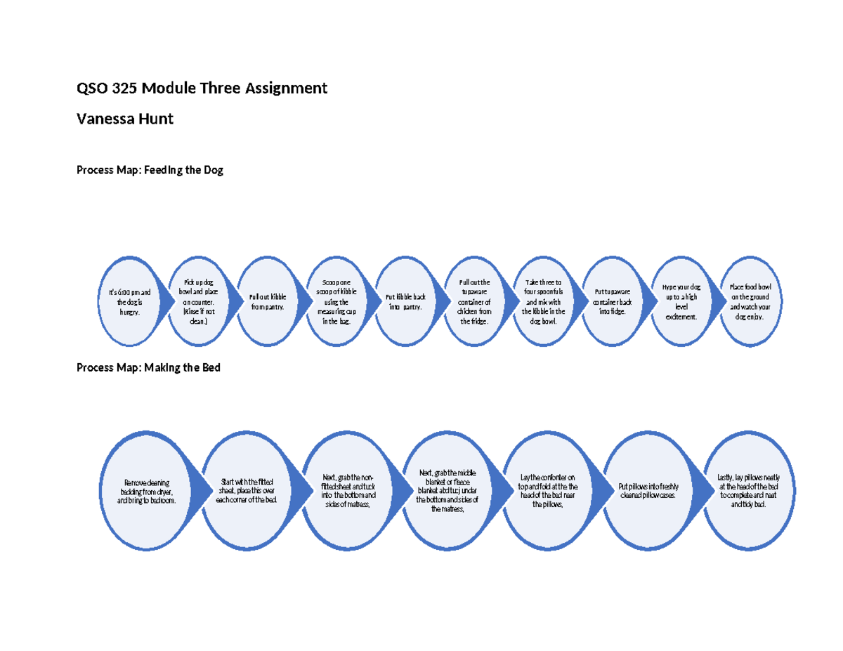 QSO 325 Module 3 Assignment: Process Maps for Dog Feeding & Bed Making - Studocu