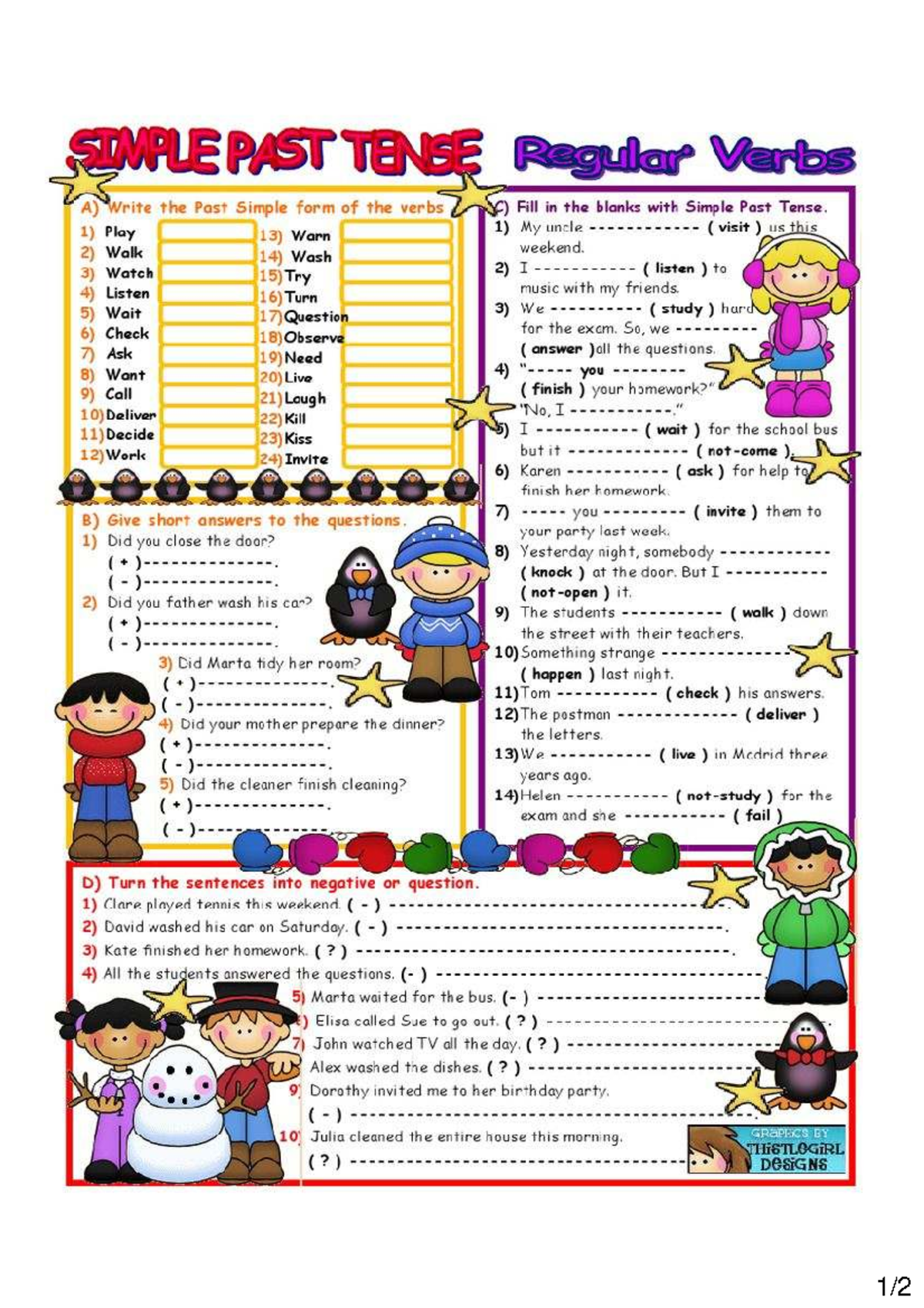 SIMPLE PAST TENSE Regular Verbs Practice Exercises - Studocu