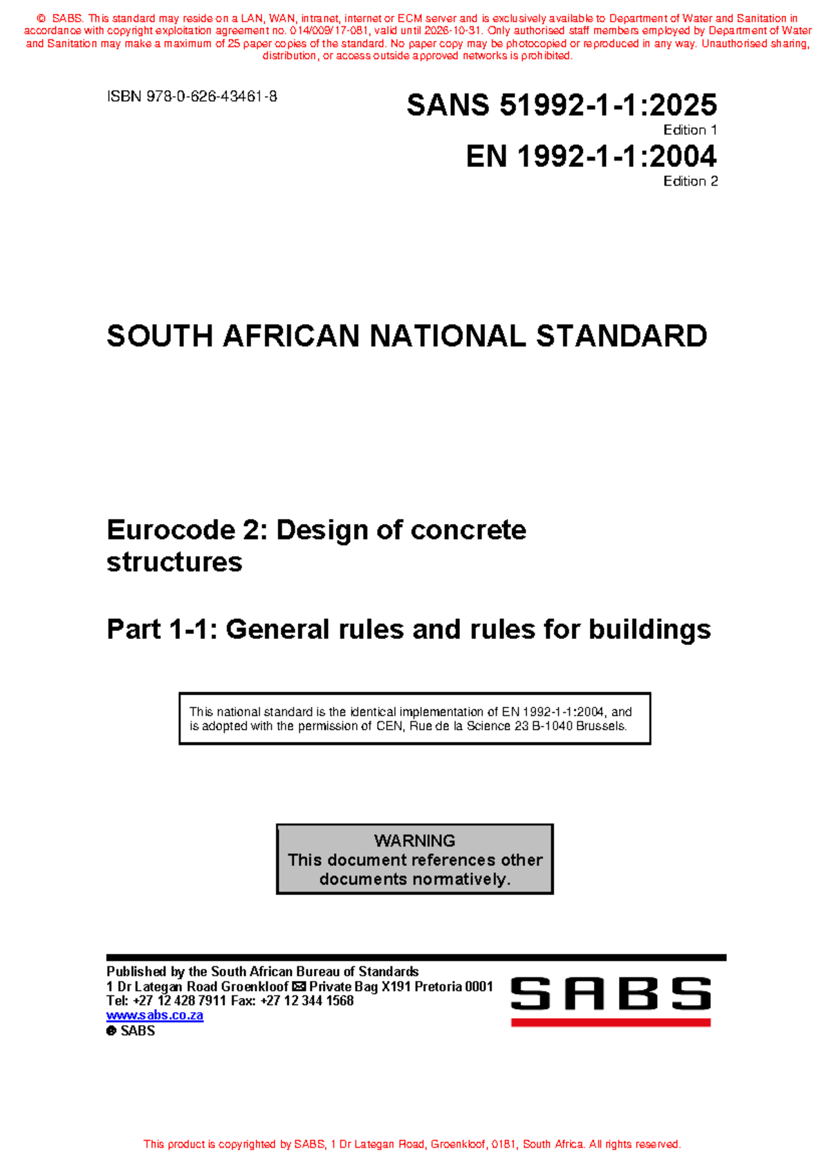 SANS 51992-1-1: 2025 Edition - Eurocode 2 Concrete Structures Design ...
