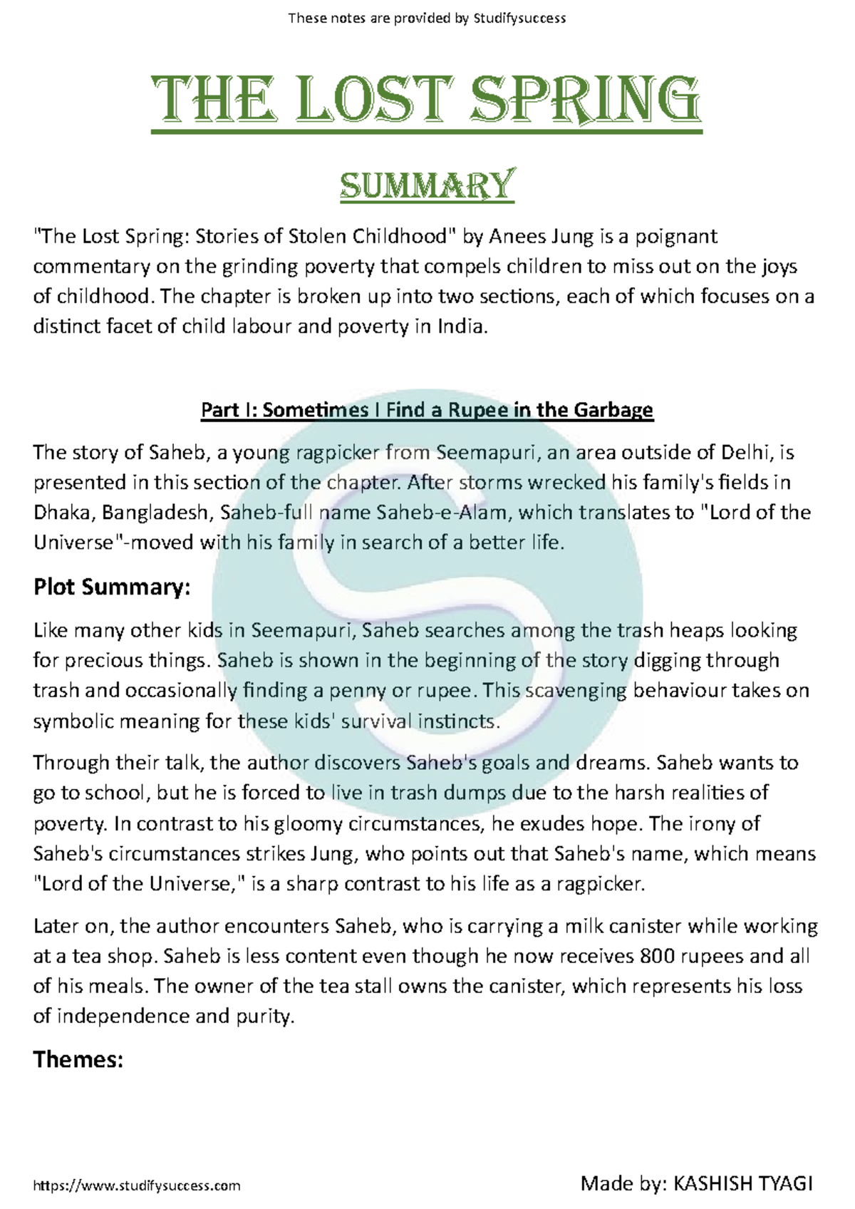 Class 12 English Chapter 2 Notes: Summary of "Lost Spring" by Anees ...