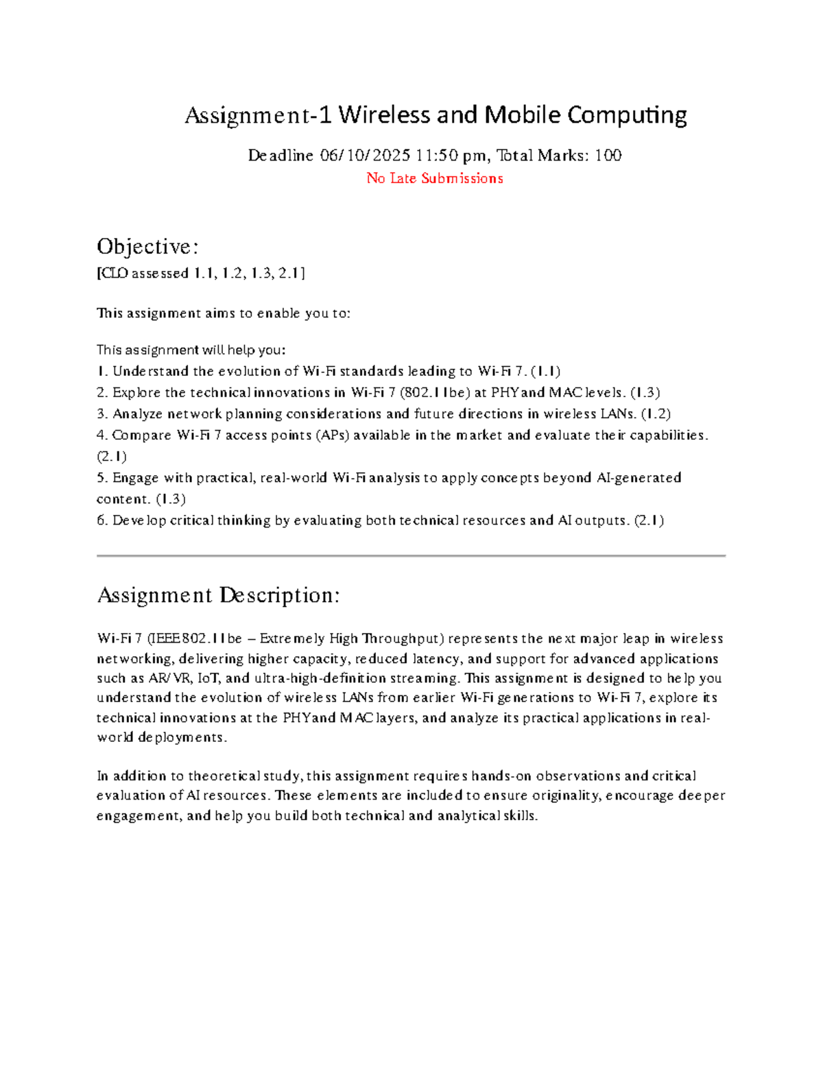 Wireless and Mobile Computing Assignment 1: 802.11be Innovations - Studocu