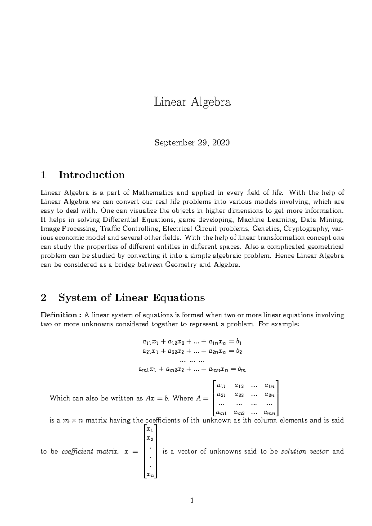 Linear Algebra ALA Complete Notes for Mathematics Concepts - Studocu