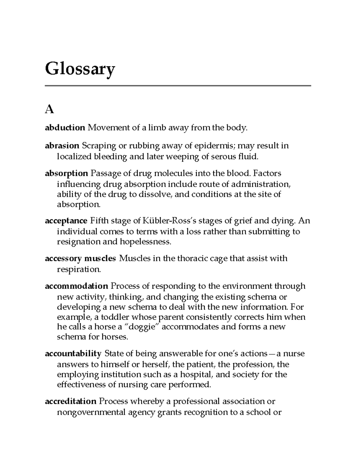 Fundamentals of Nursing - Glossary : Definitions for RN Nclex ...
