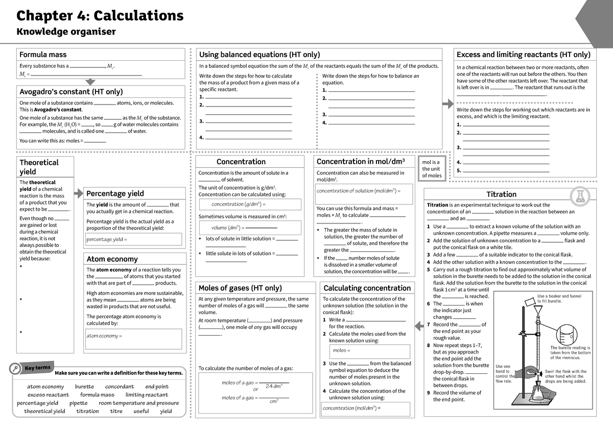 C4 Triple Science: Calculations Knowledge Organiser (KO) - Studocu