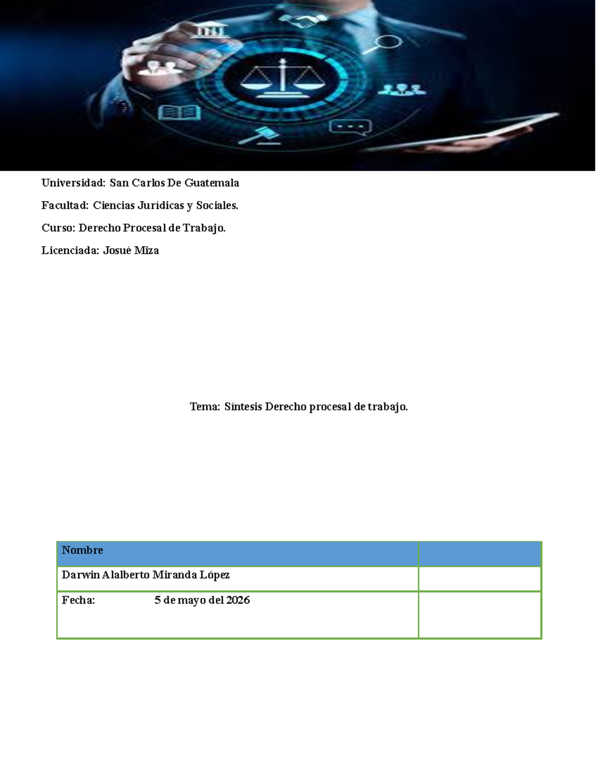 Derecho Procesal Laboral: Síntesis de Principios y Sujetos (Curso Libre ...