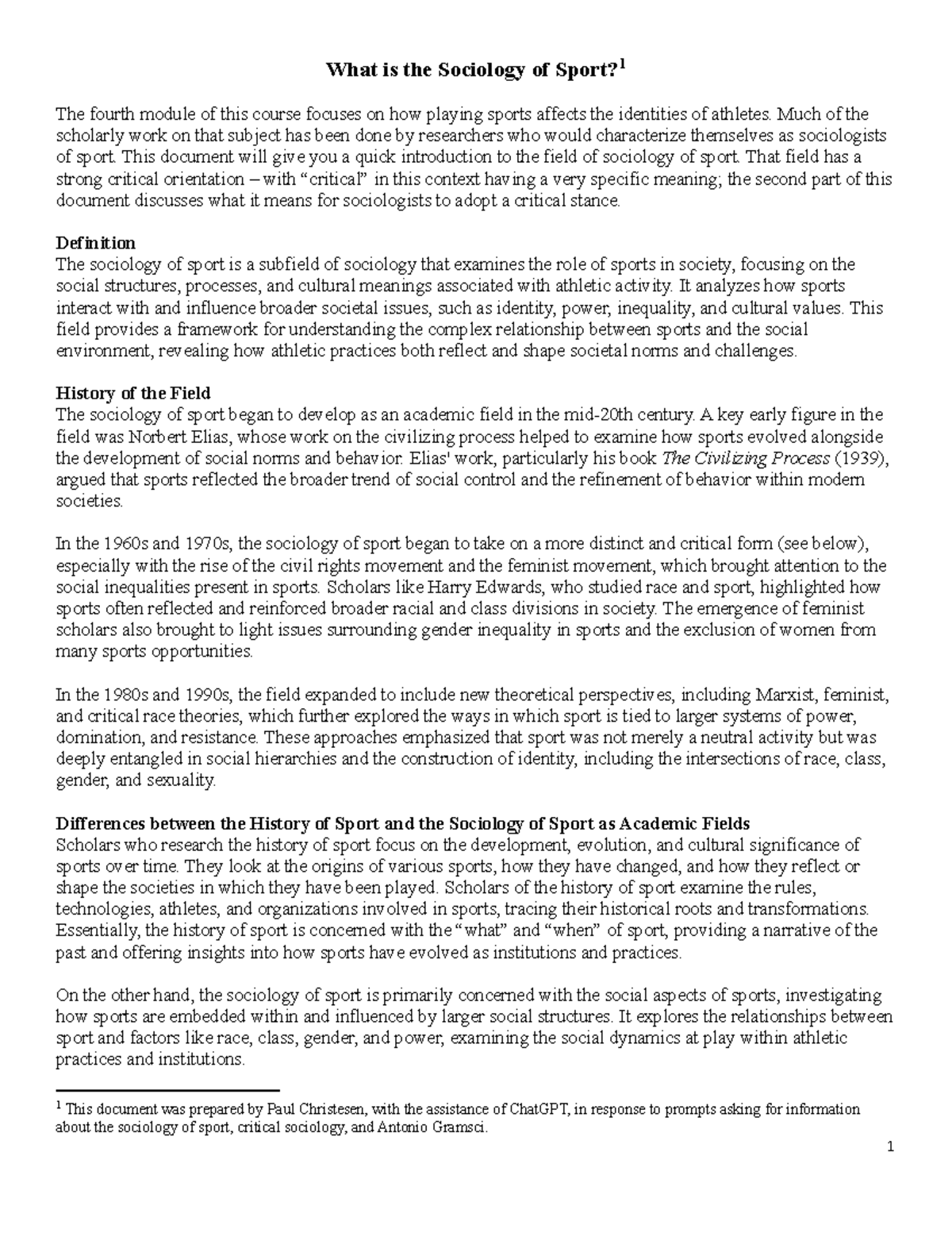 Sociology of Sport: Identity, Inequality, and Critical Insights (SOC ...
