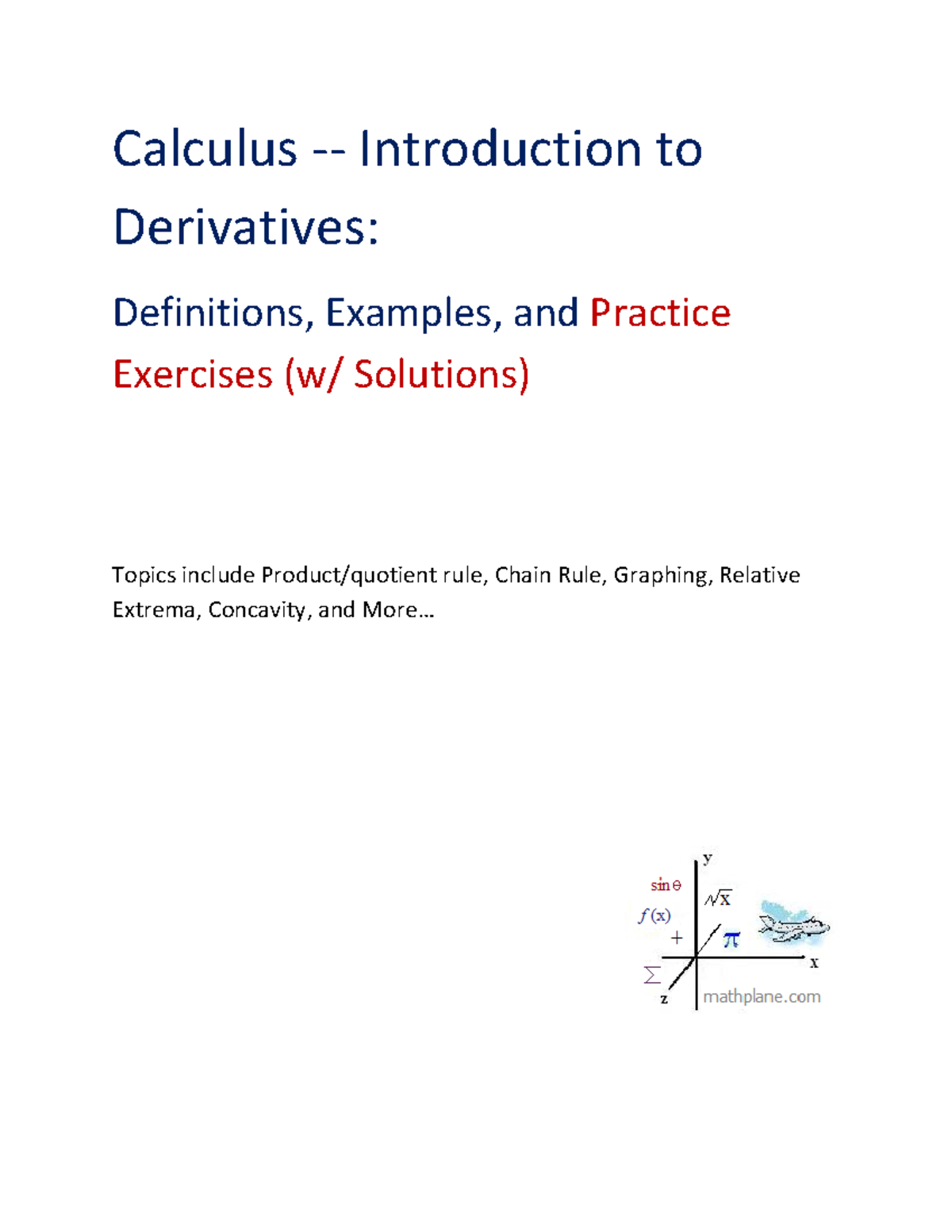 Calculus introduction to derivatives - Conceptual Framework and ...