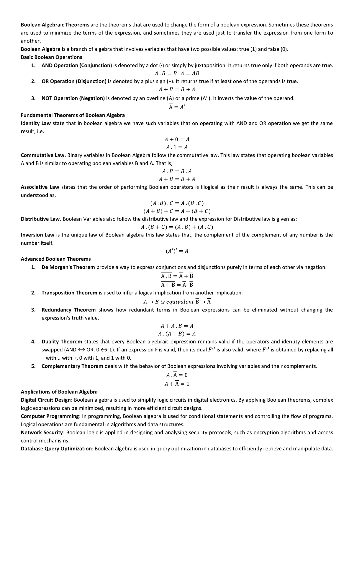 Boolean Algebra Theorems Overview - ECE 2 - Studocu