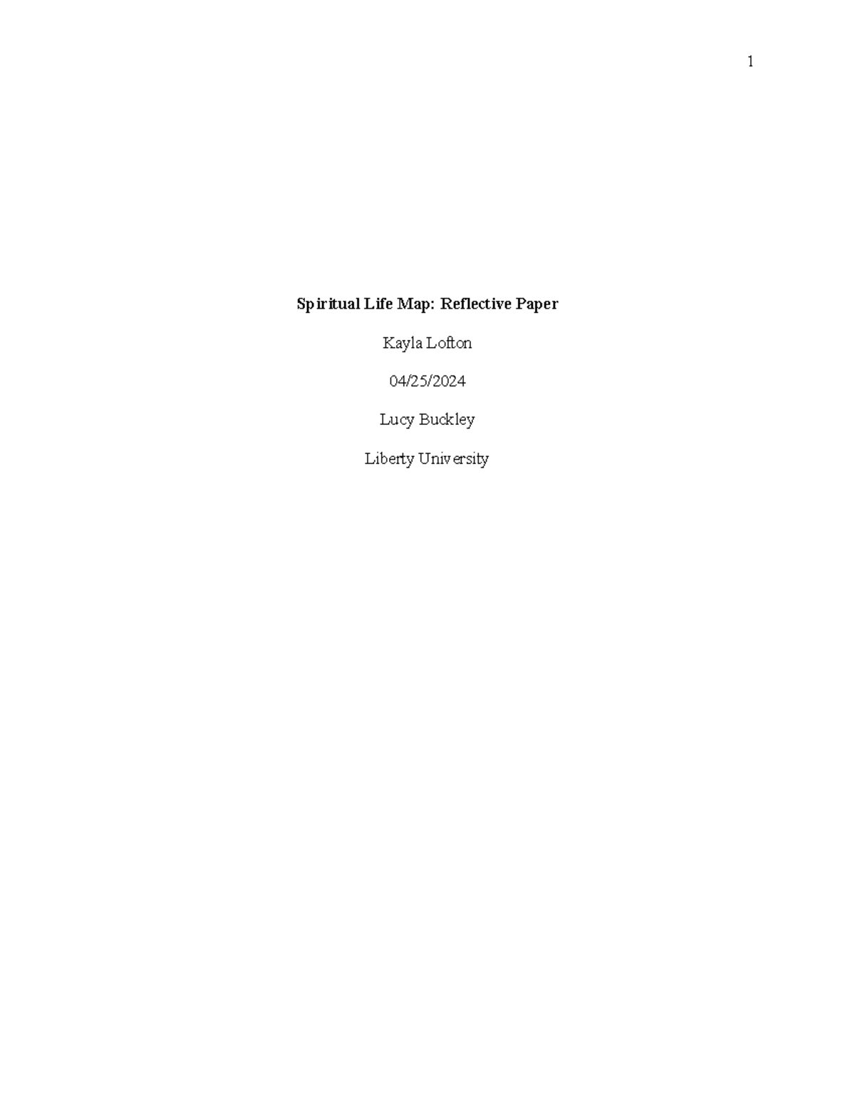 SPIR 201 Spiritual Life Map Reflection Paper - Kayla Lofton - Studocu