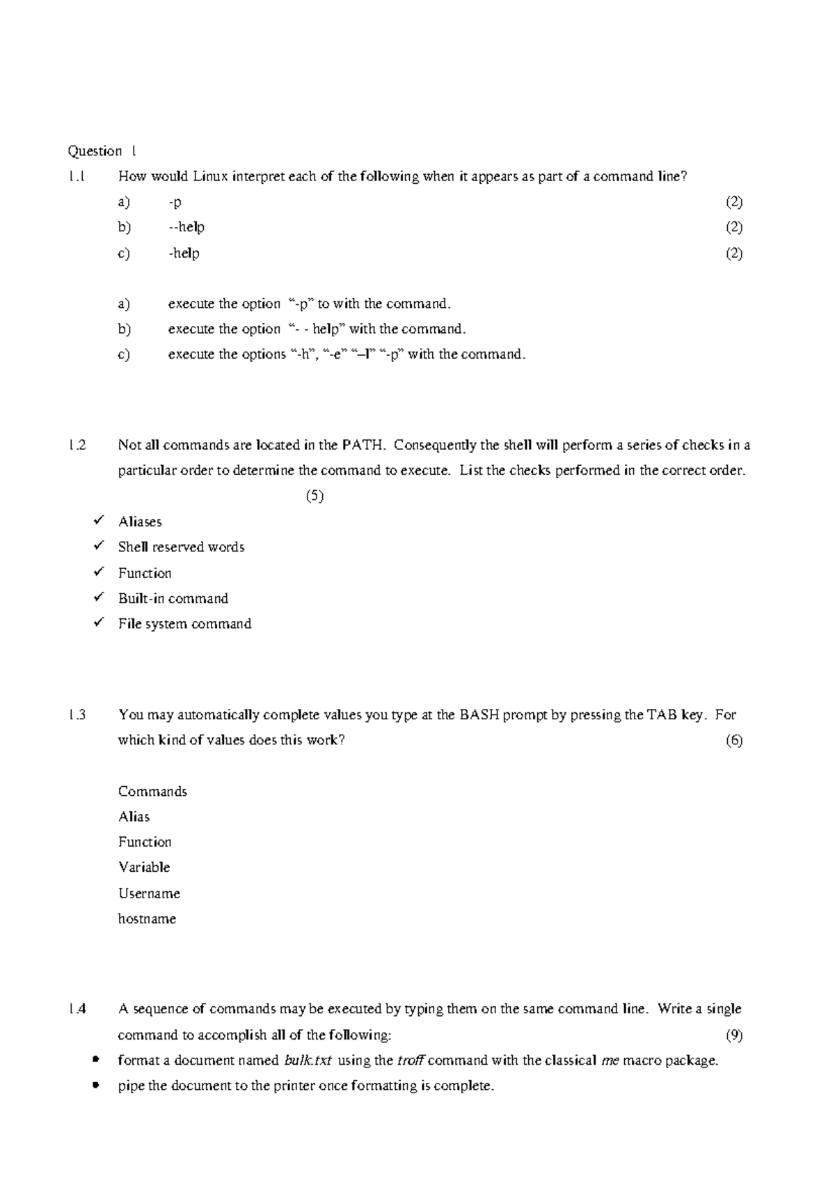 ICT2631 Mock Exam Memo: Linux Command Interpretation & User Management ...