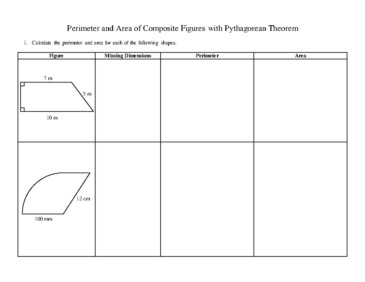3 - Perimeter Area of Composite Shapes with PT - Perimeter and Area of ...