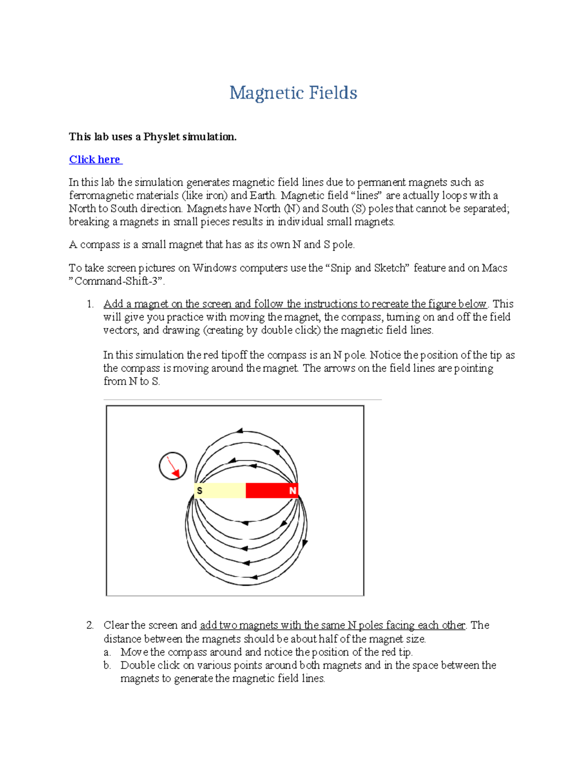 L8 Magnetic Fields Lab: Exploring Magnetic Lines and Poles - Studocu