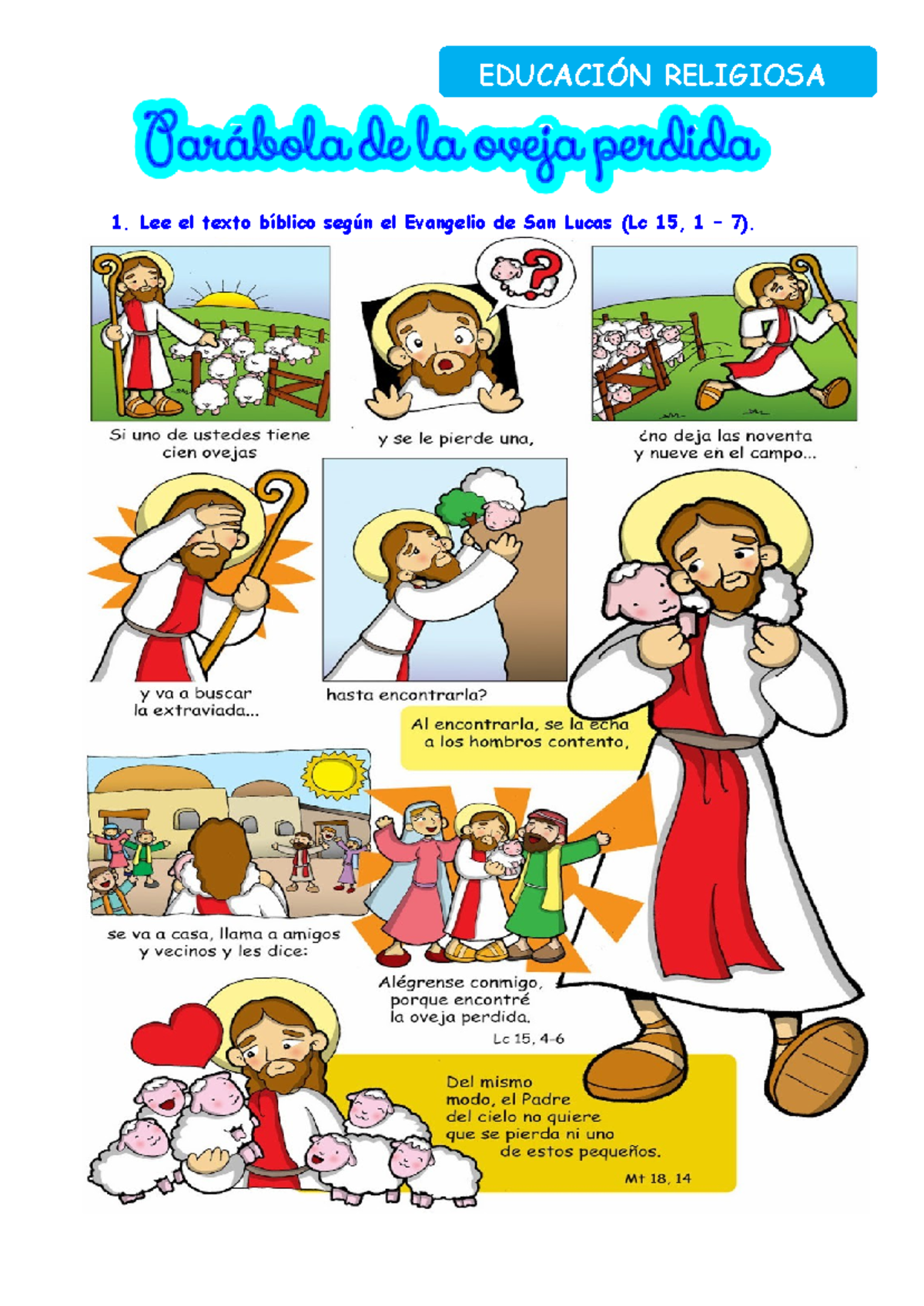 Ficha parabola la oveja perdida - Materiales Educativo - EDUCACIÓN ...