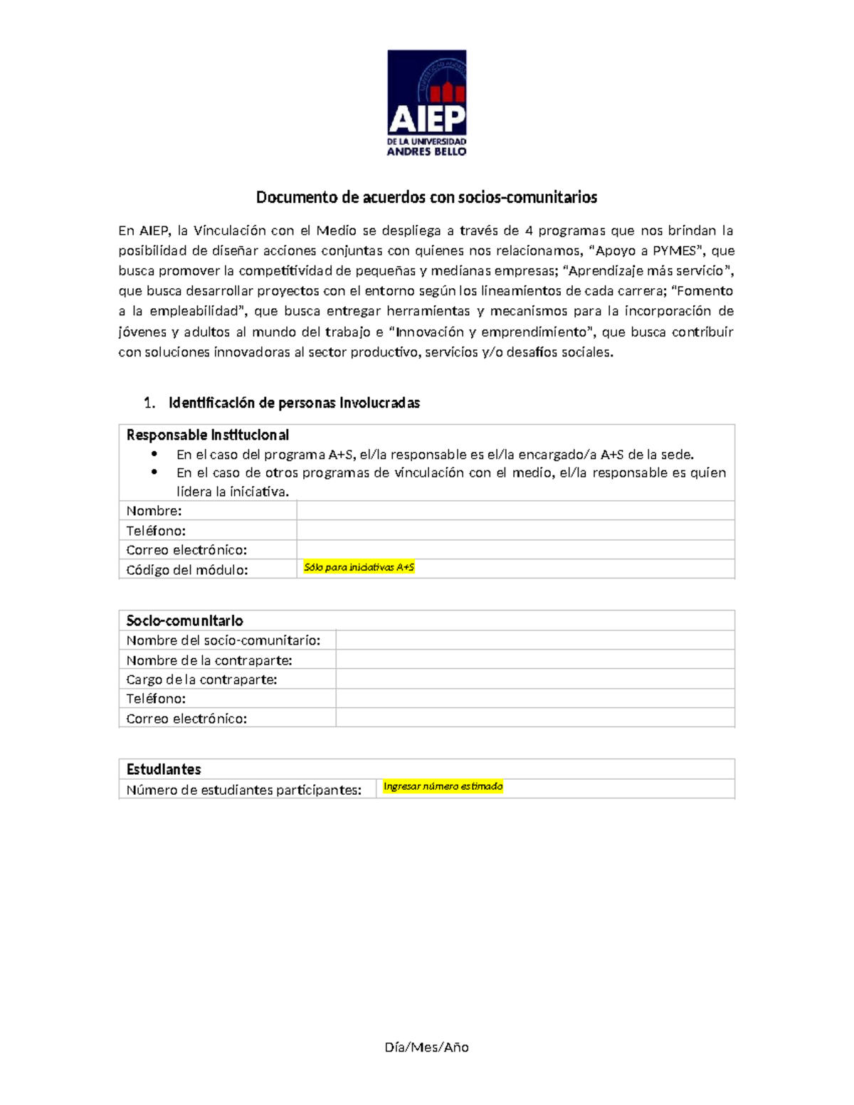 Acuerdos de Colaboración con Socios Comunitarios - AIEP - Studocu