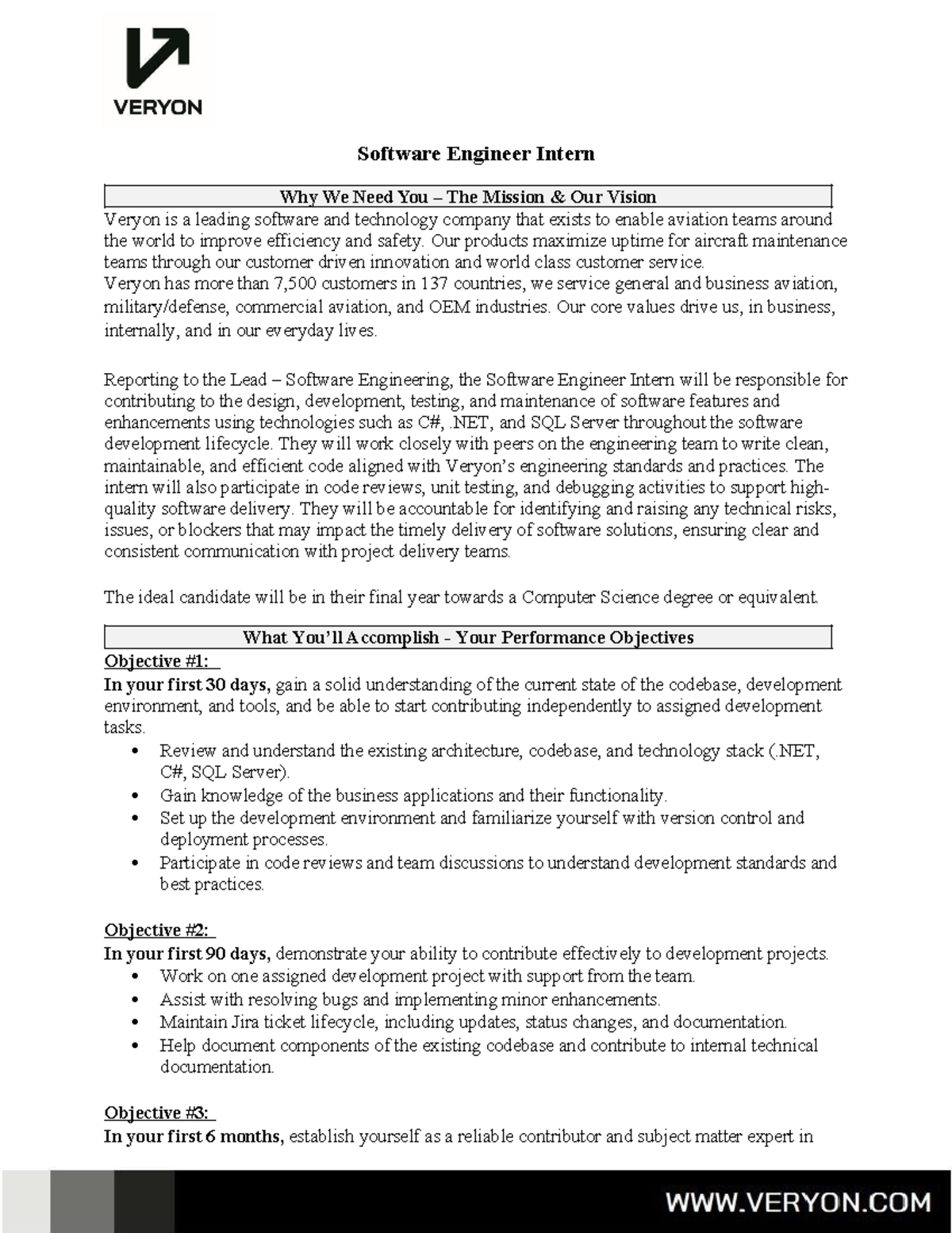SDE Internship Performance Profile: Objectives & Responsibilities - Studocu