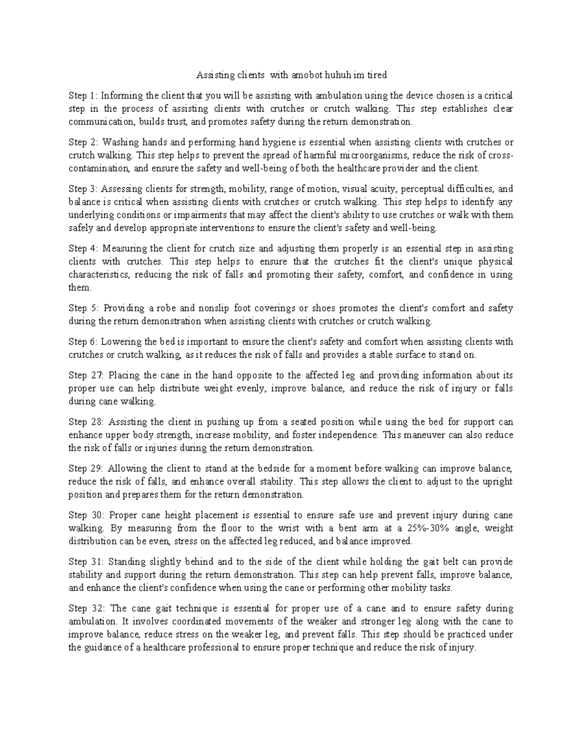 Assisting Clients with Crutches and Walkers: A Step-by-Step Guide - Studocu