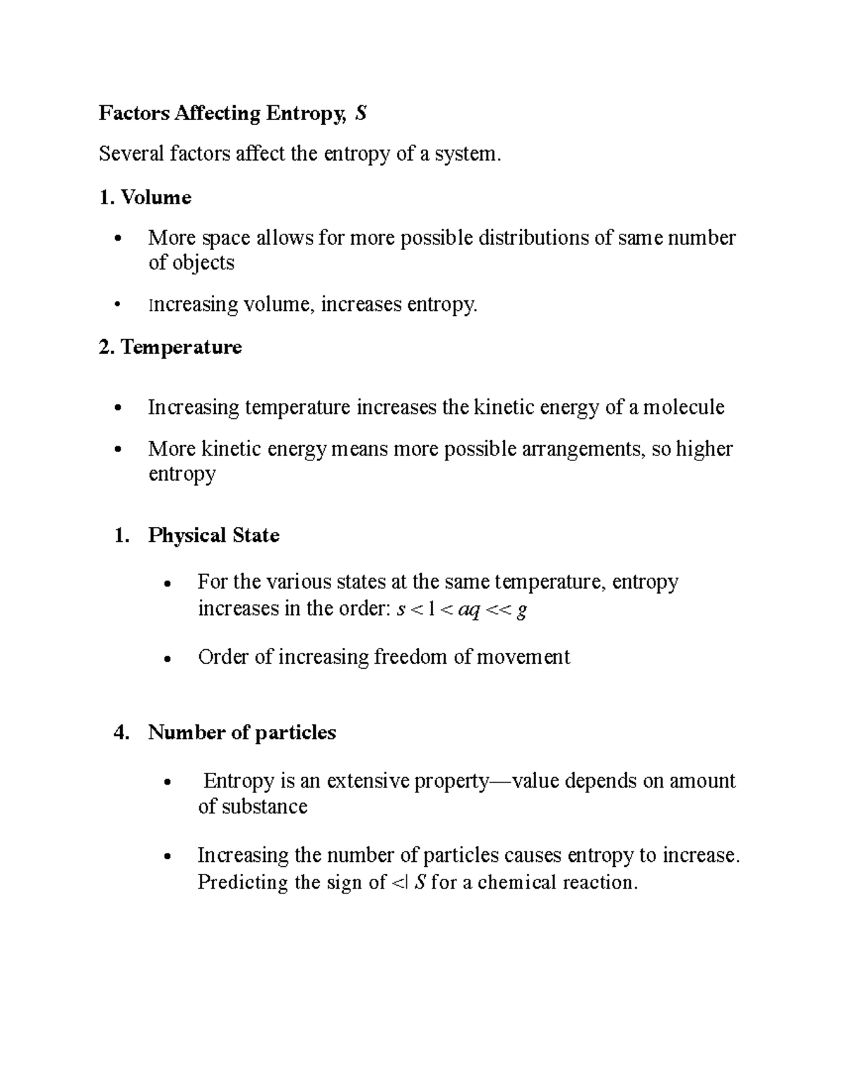 Gibbs Free Energy & Entropy Factors in Thermodynamics (CHEM 101) - Studocu