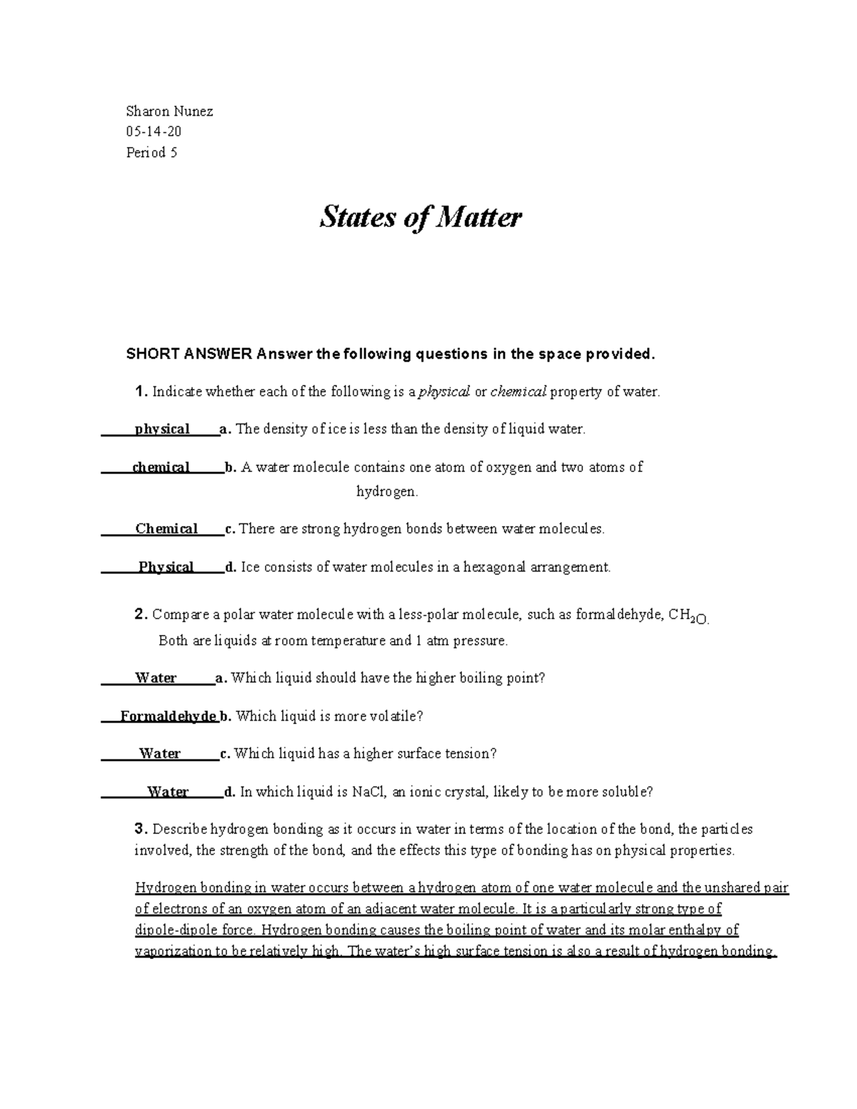 Modern Chemistry: States of Matter Study Guide (Period 5) - Studocu