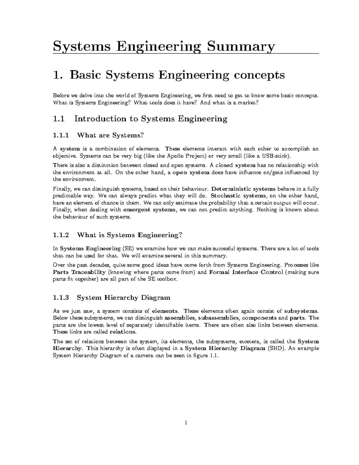 Summary of Systems Engineering Concepts (SEAD) - Studeersnel