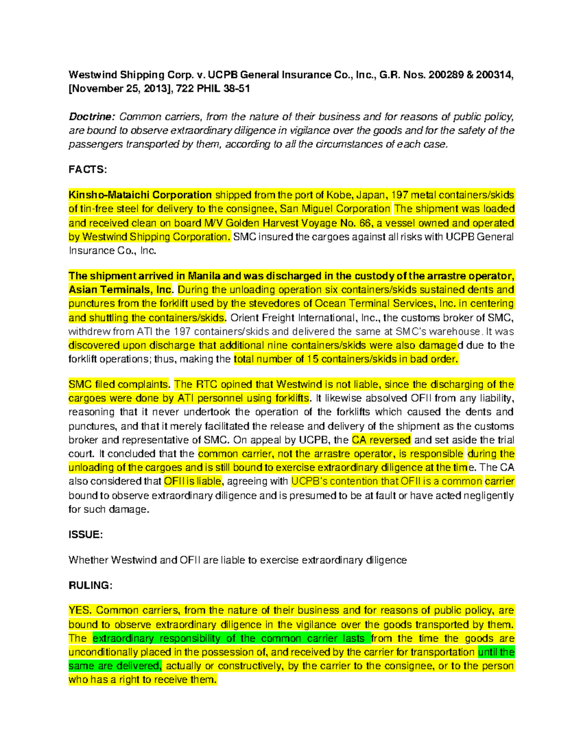 Westwind Shipping Corp. v. UCPB Gen. Ins. Co., Inc. | Case Analysis ...