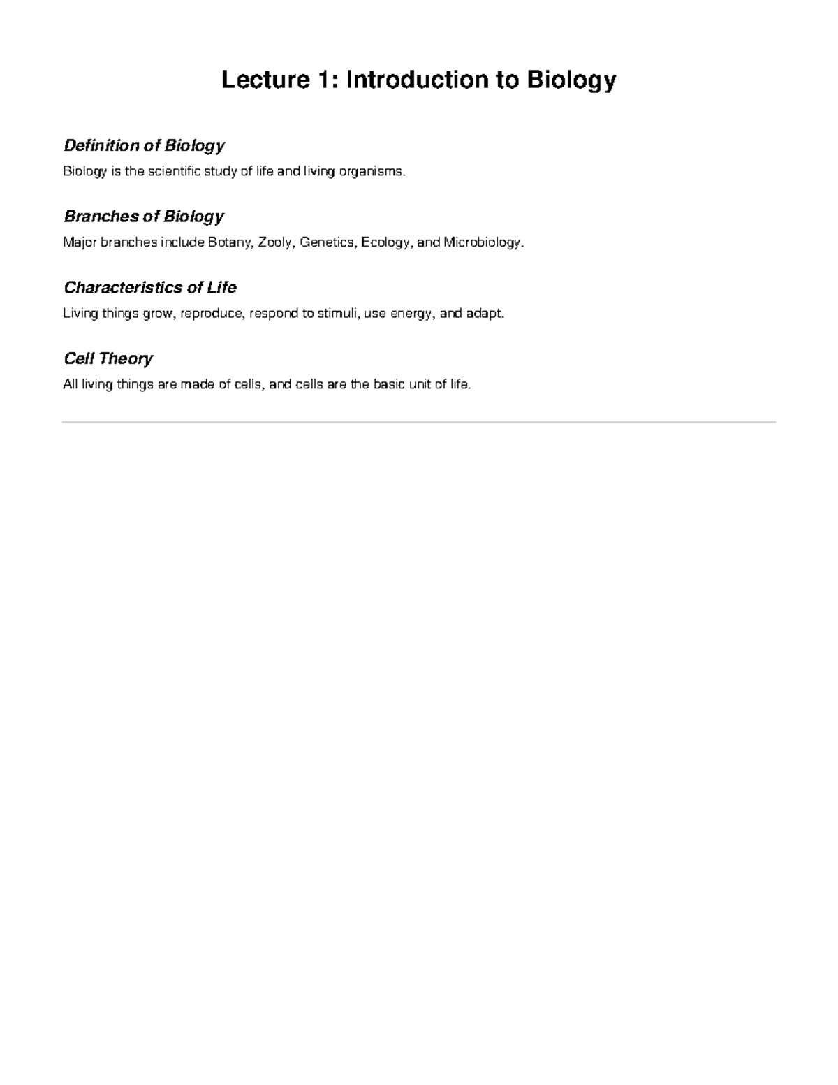 BIO101: Lecture Notes on Introduction to Biology & Basic Chemistry ...