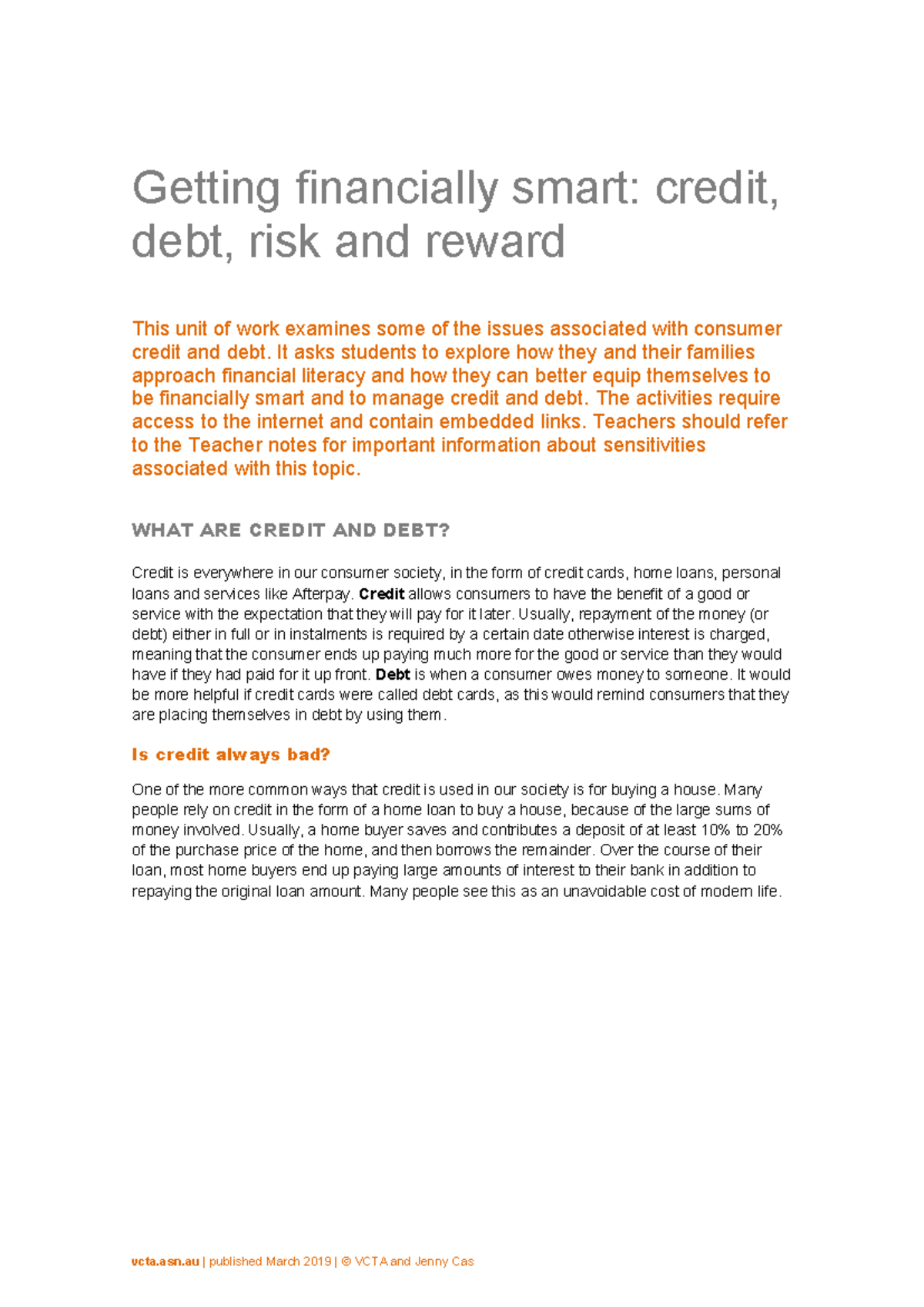 Financial Literacy Booklet: Understanding Credit, Debt, and Smart ...
