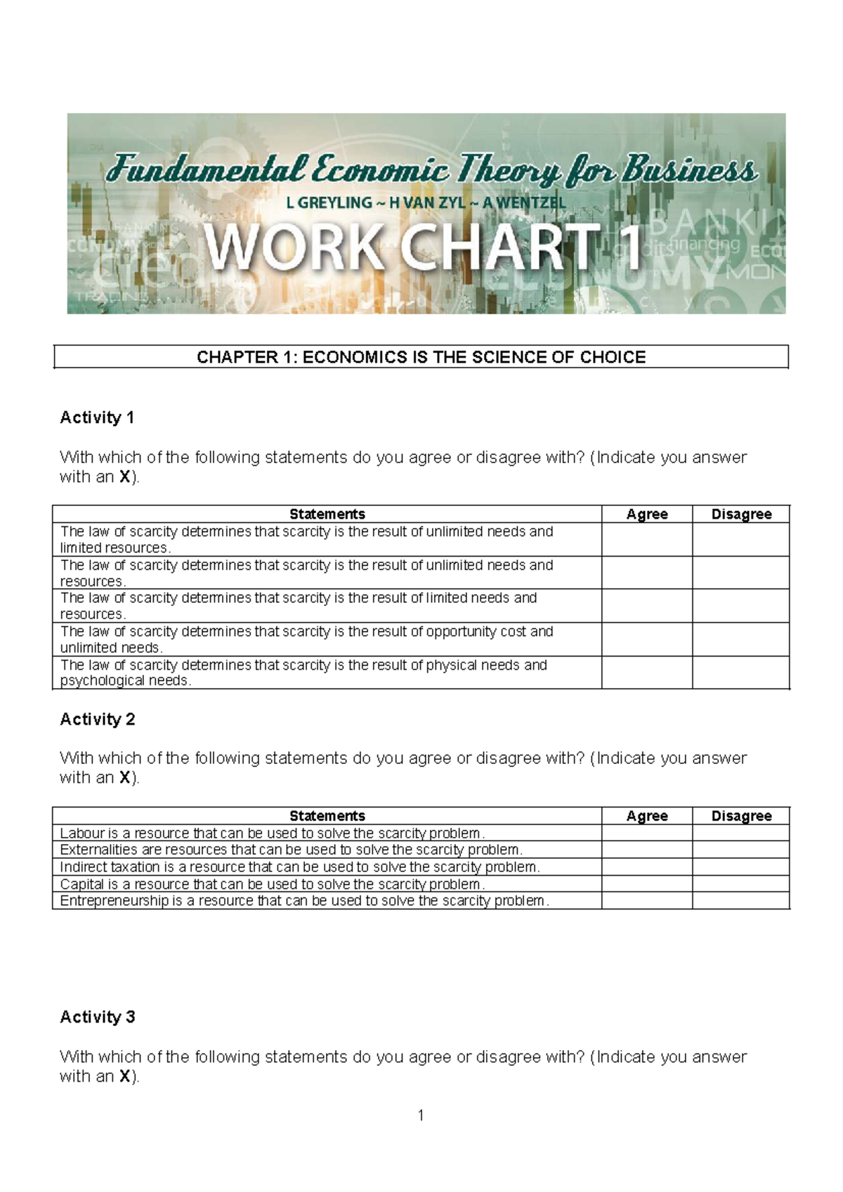 CHAPTER 1: ECONOMICS IS THE SCIENCE OF CHOICE - TUTORIAL WORK - Studocu
