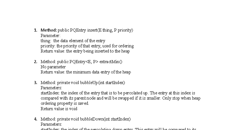 Prelab 2: MinHeap Methods and Priority Queue Operations - Studocu