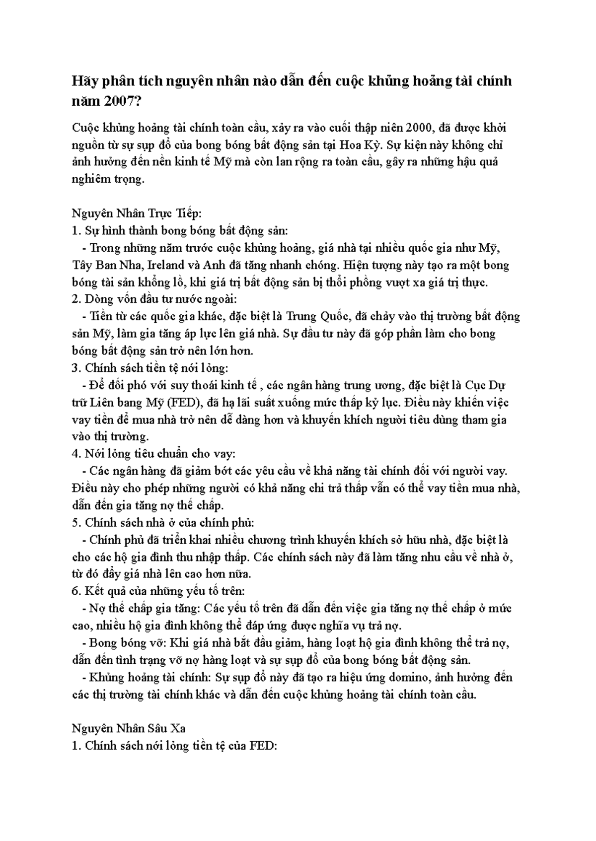 BT1 - LLTC - Phân Tích Nguyên Nhân Cuộc Khủng Hoảng Tài Chính 2007 ...