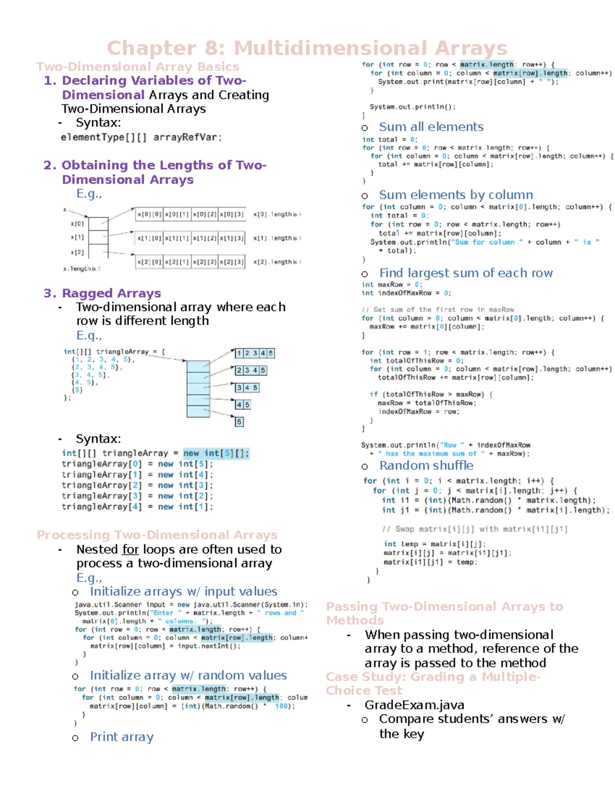 Chapter 8 Multidimensional Arrays - Chapter 8: Multidimensional Arrays Two-Dimensional Array ...