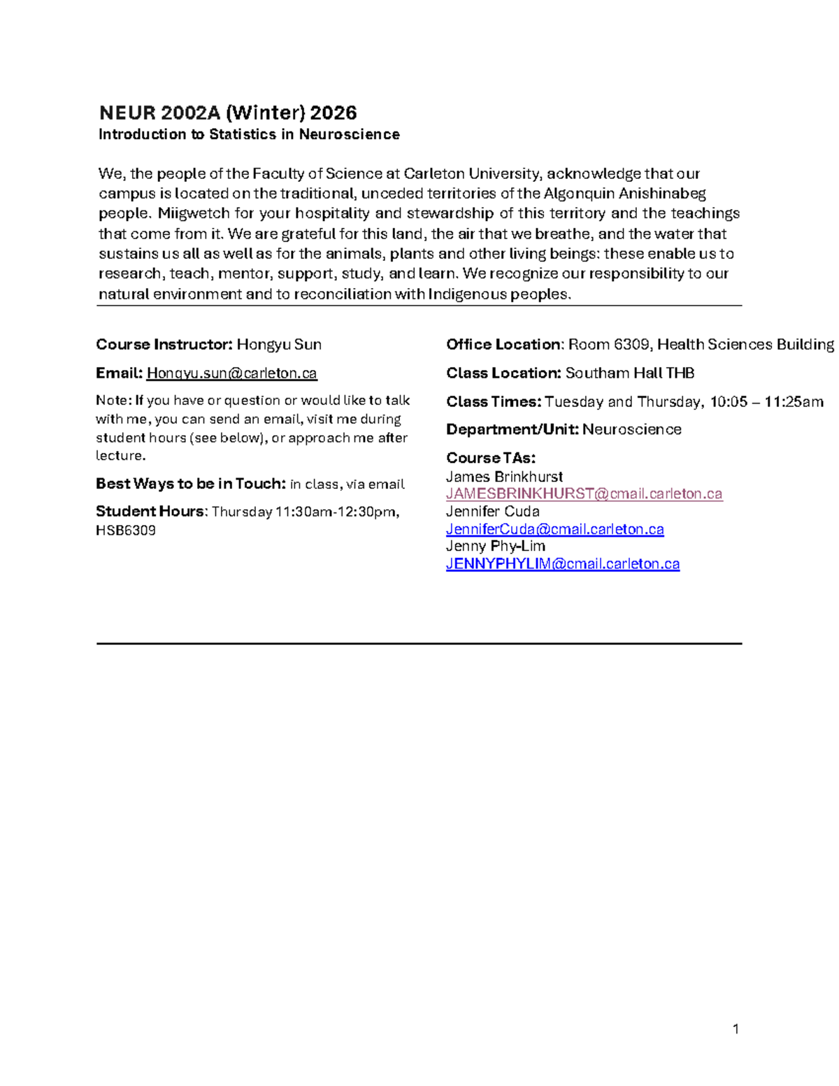 NEUR 2002A Winter 2026 Course Outline: Intro to Stats in Neuroscience ...