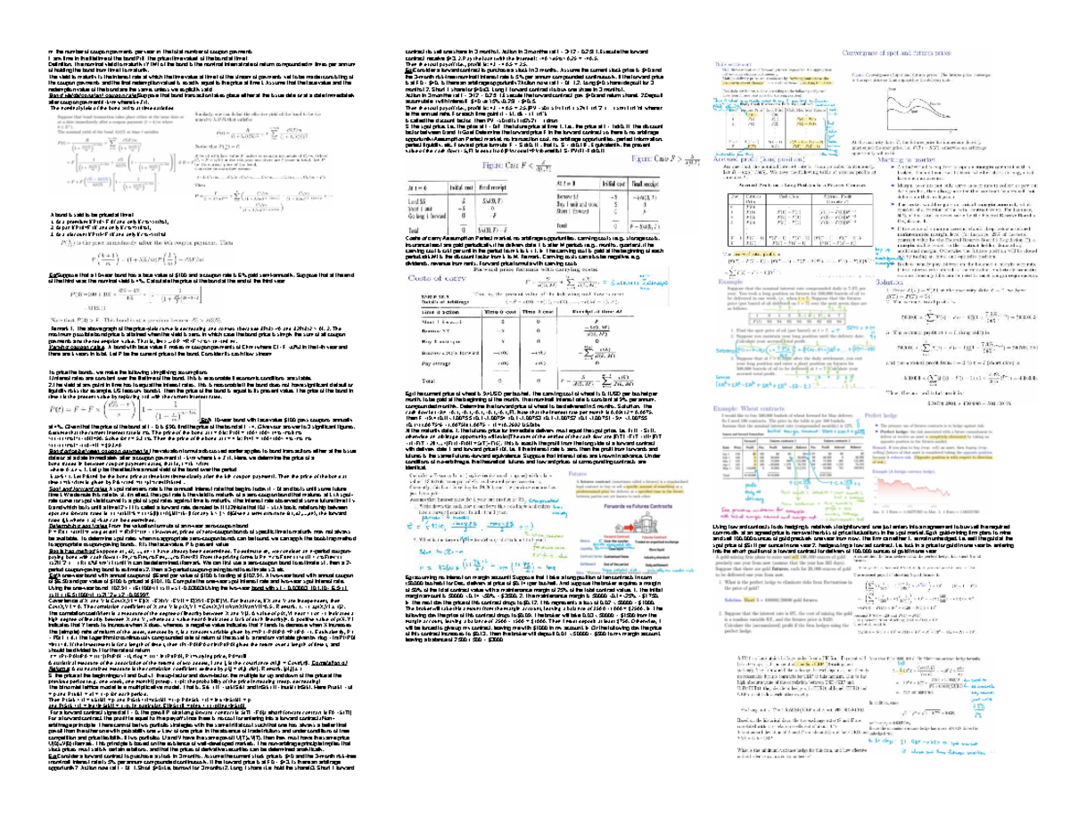QF1100 Final Exam Cheatsheet: Bond Pricing and Forward Contracts - Studocu