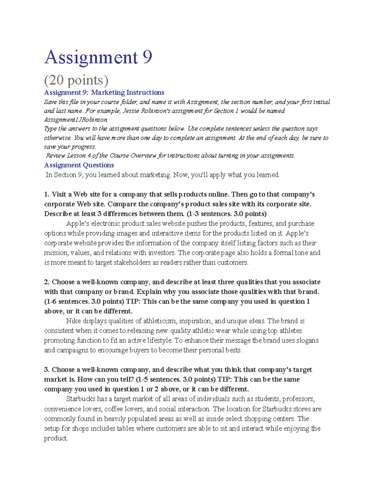 Assignment 9E: Marketing Analysis for Intro to Business - Studocu