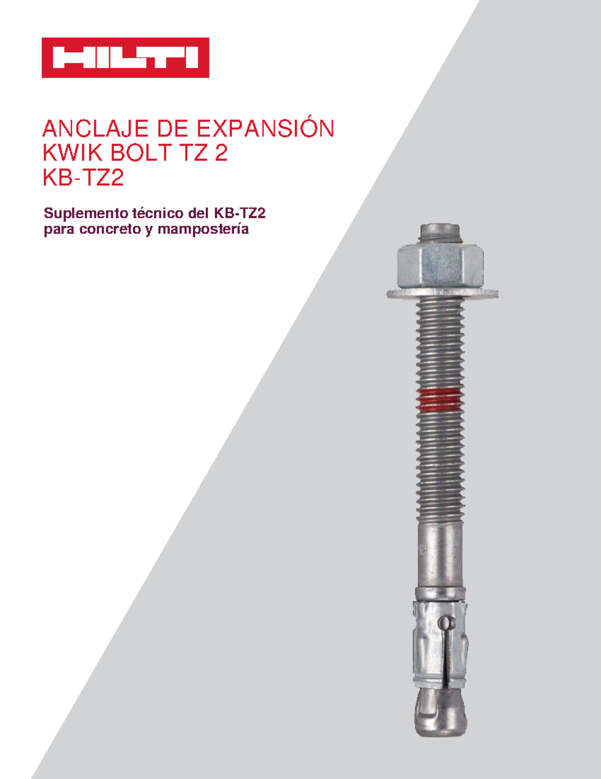 Suplemento Técnico del Anclaje de Expansión KWIK Bolt TZ 2 - Studocu