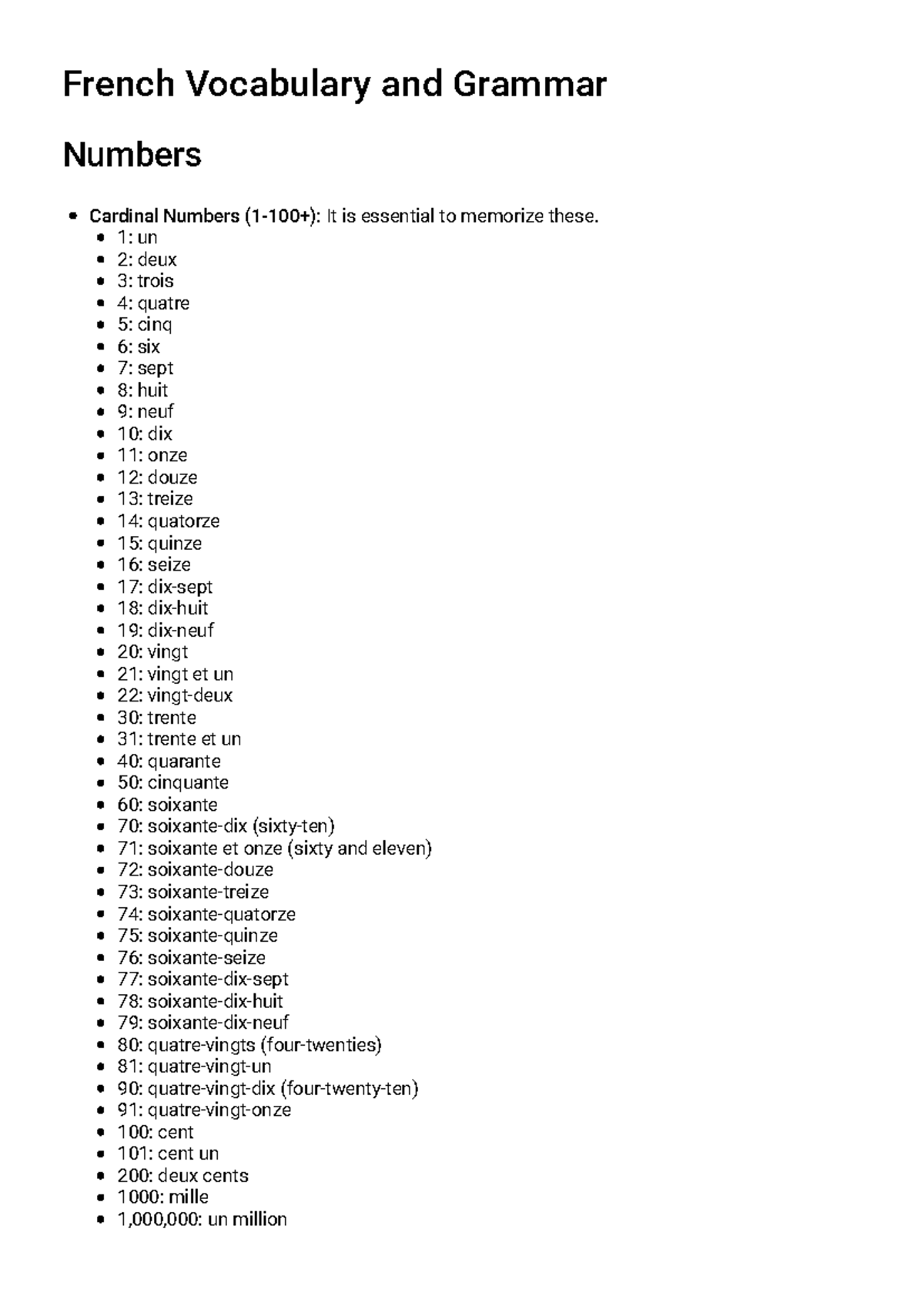 Basic French Vocabulary (Study Guide) for Beginners - Studocu