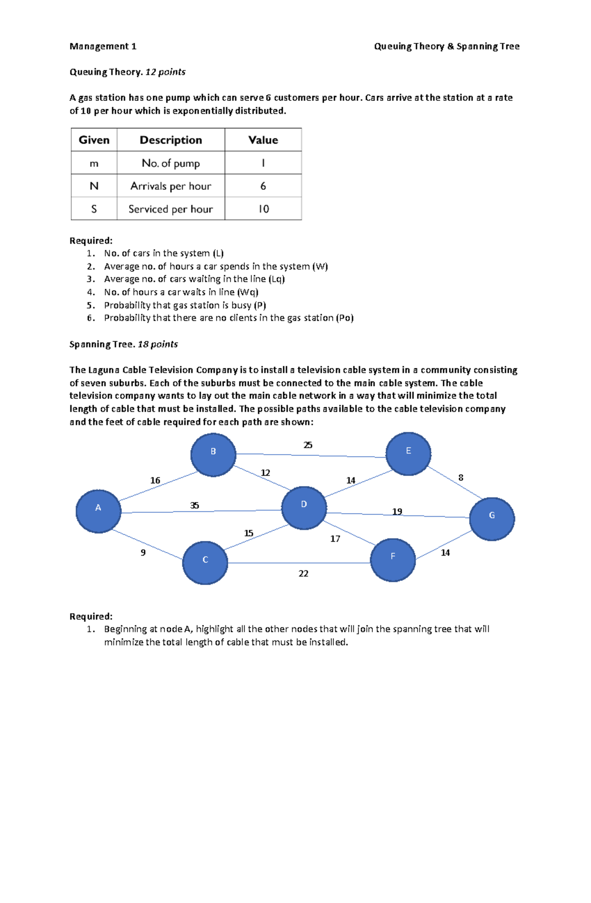 Quiz 6 Queuing Theory And Spanning Tree Management 1 Queuing Theory And Spanning Tree Queuing