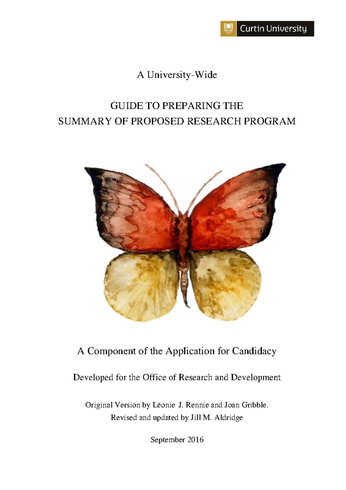 Guide for Preparing Candidacy Summary of Proposed Research Program ...