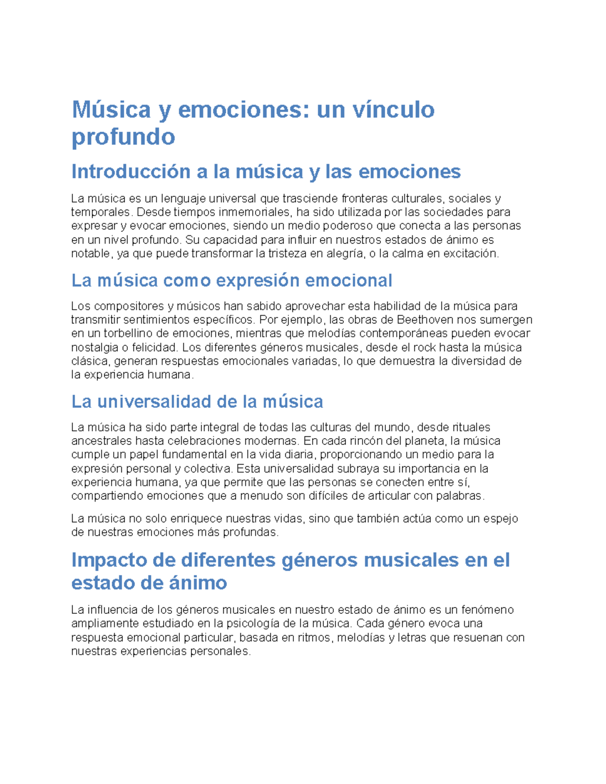 Música y emociones un vínculo profundo - Música y emociones: un vínculo ...